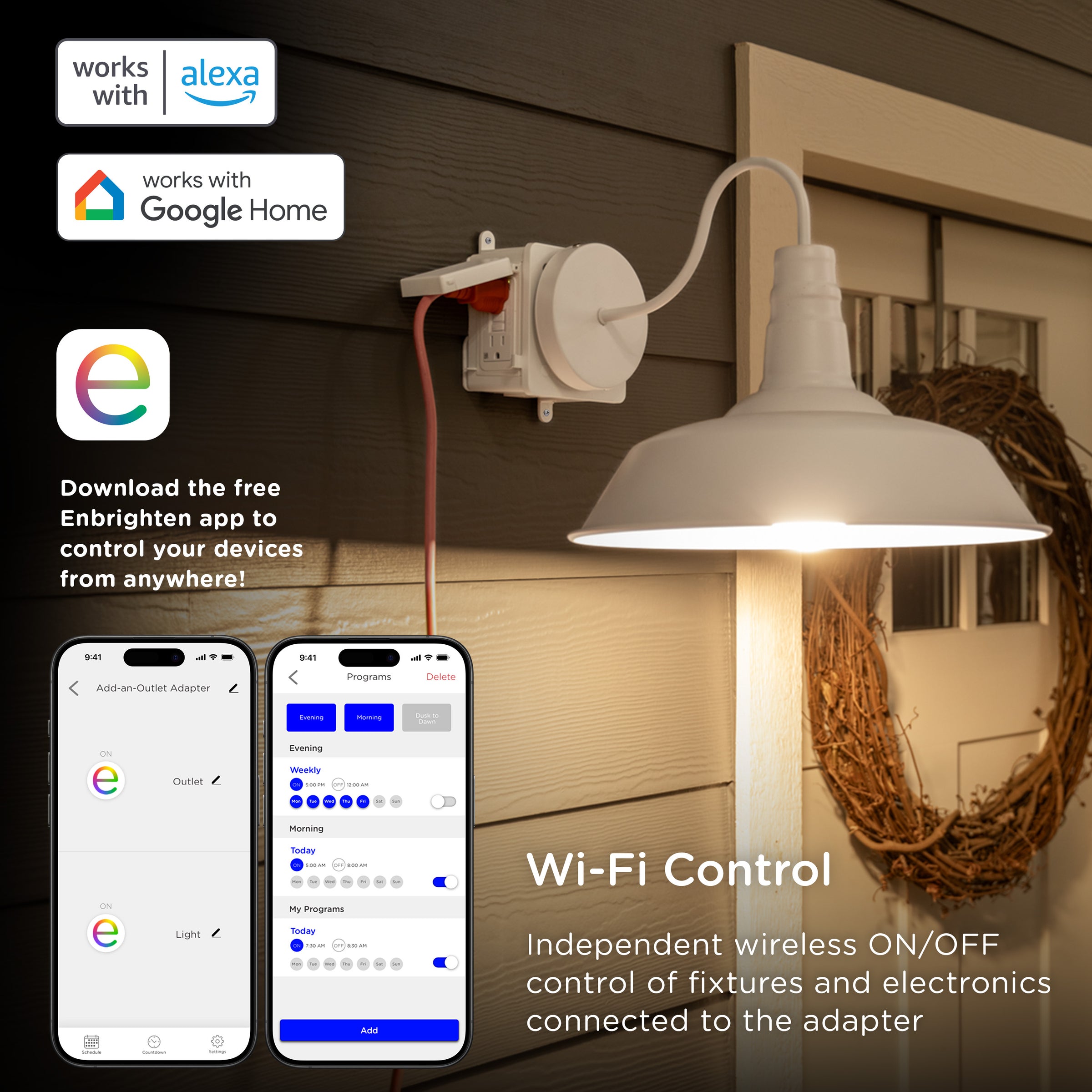 Enbrighten VIBE WiFi Add-An-Outlet Smart Adapter, White