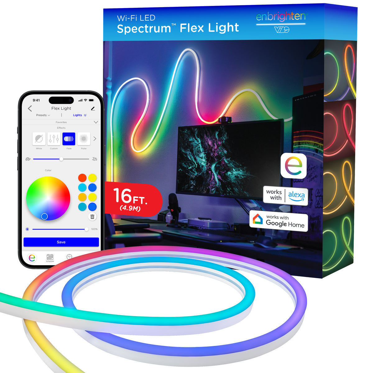 Enbrighten VIBE WiFi Spectrum Indoor Color-Changing LED Flex Light, 16