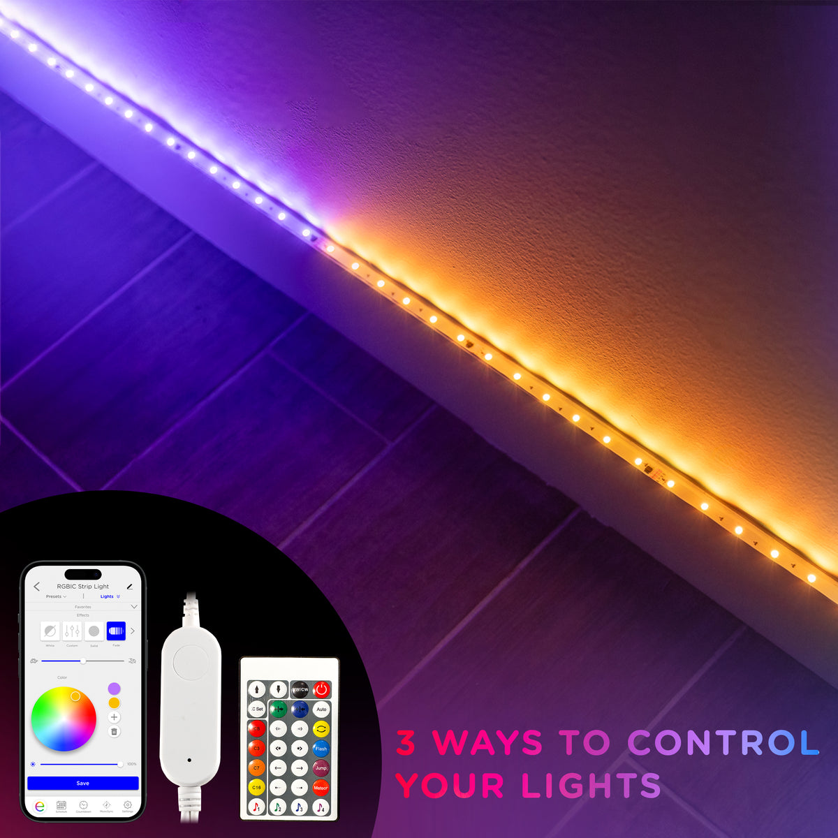 Enbrighten VIBE WiFi Spectrum Indoor Color-Changing LED Strip Lights,